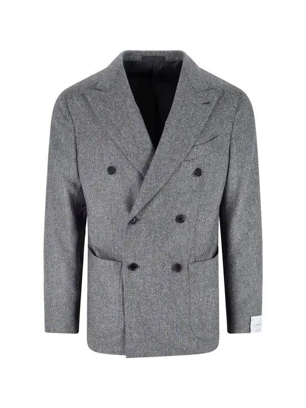 LARDINI Double-breasted Wool Blazer - Gray
