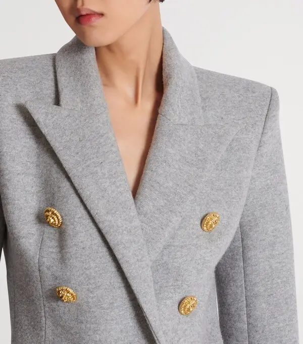 Balmain Wool-blend Double-breasted Blazer - Grey