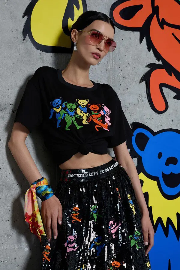 Alice + Olivia A+o X Grateful Dead Evan Tee - Black