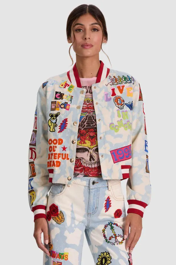 Alice + Olivia A+o X Grateful Dead Keri Varsity Jacket