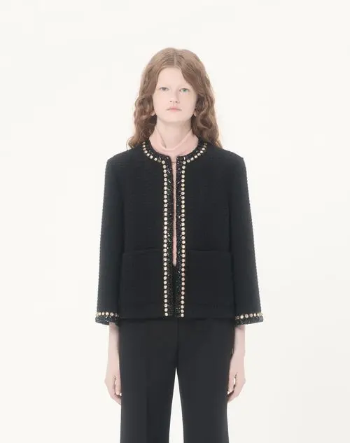 Valentino Garavani Embroidered Canestrello Tweed Jacket