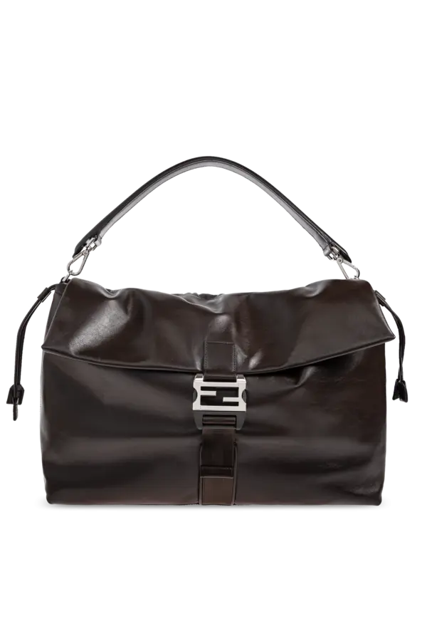 Fendi Flux Maxi Messenger Shoulder Bag - Brown