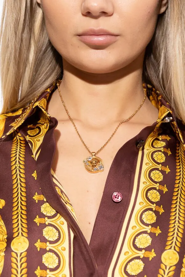 Versace Necklace With Pendant And Crystals