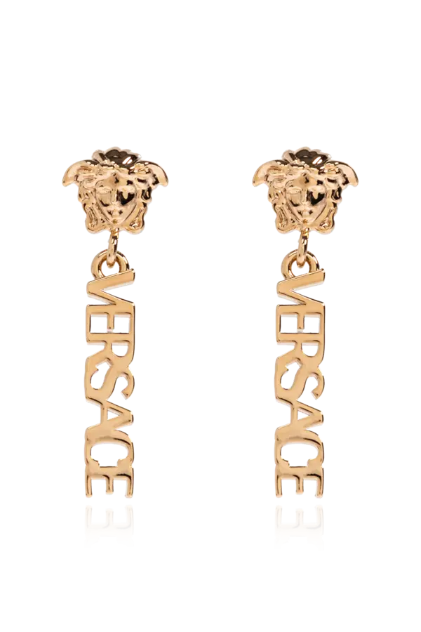 Versace Logo Earrings - Gold