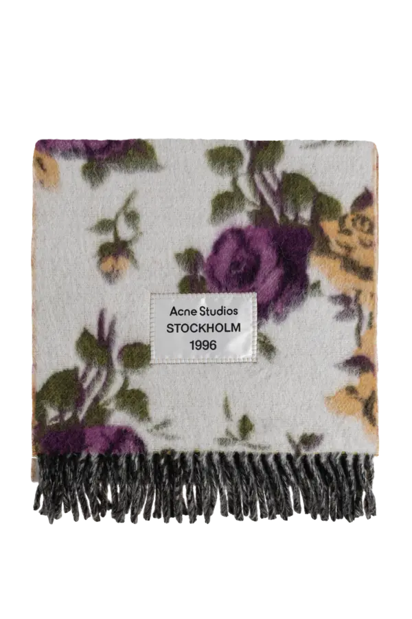 Acne Studios Scarf With Logo - Grey