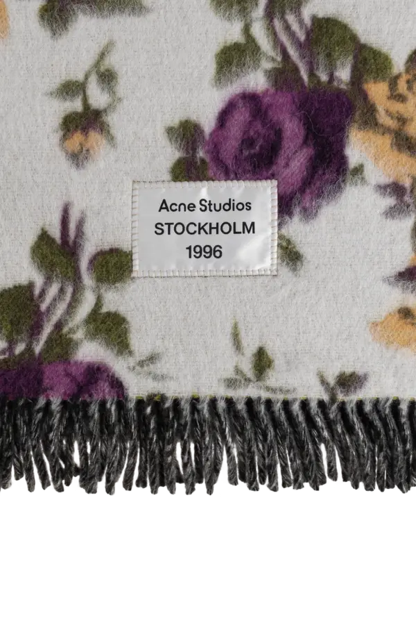 Acne Studios Scarf With Logo - Grey