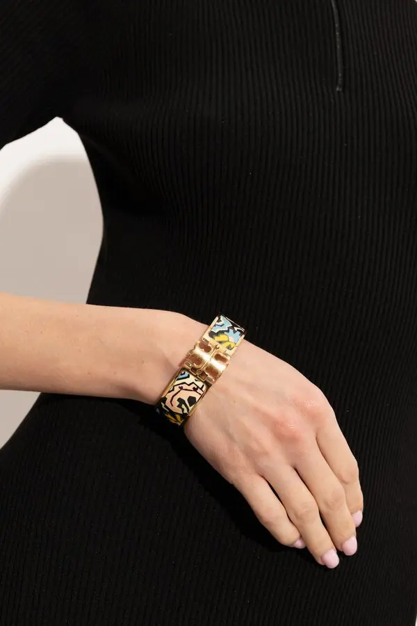 Tory Burch Brass Bracelet With Logo - Multicolour