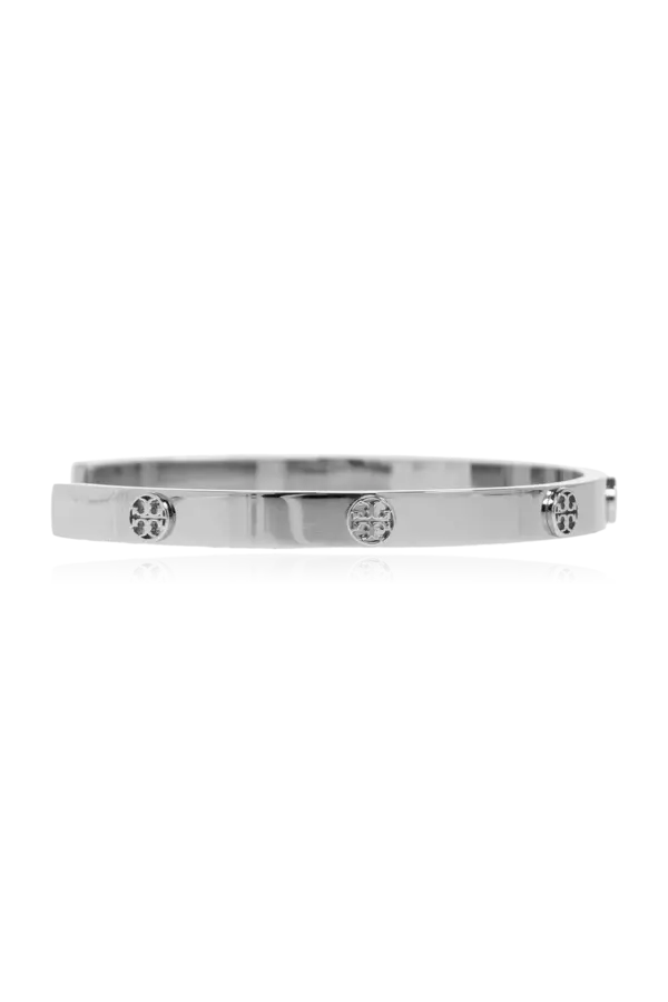 Tory Burch Brass Logo Bangle - Silver