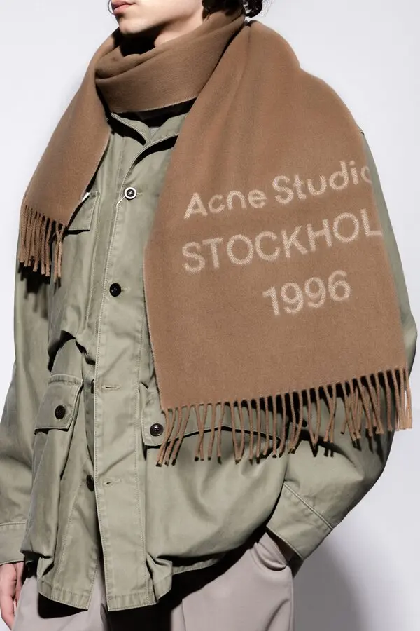 Acne Studios Scarf With Logo - Brown