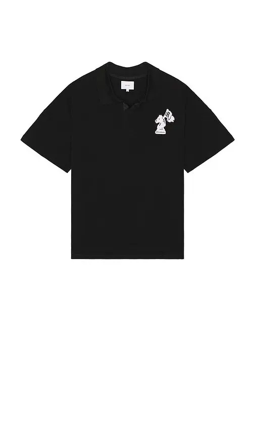 Rhude Pique Boxy Polo Shirt In . Also - Black