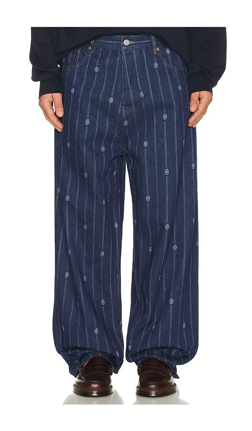DRÃ´LE DE MONSIEUR Drôle De Monsieur Le Jean Baggy Monogramme Denim - Blue