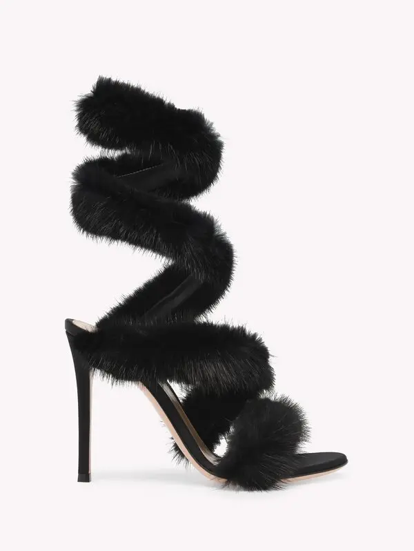 GIANVITO ROSSI Opera Fur Sandal