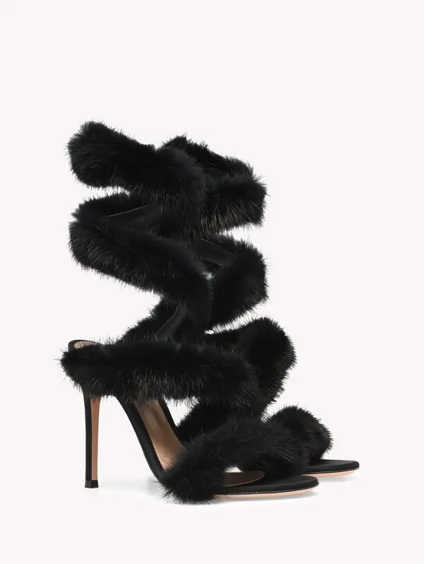GIANVITO ROSSI Opera Fur Sandal