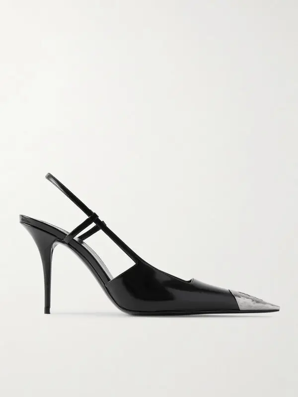 Saint Laurent Jeanne Embellished Slingback Pumps - Black