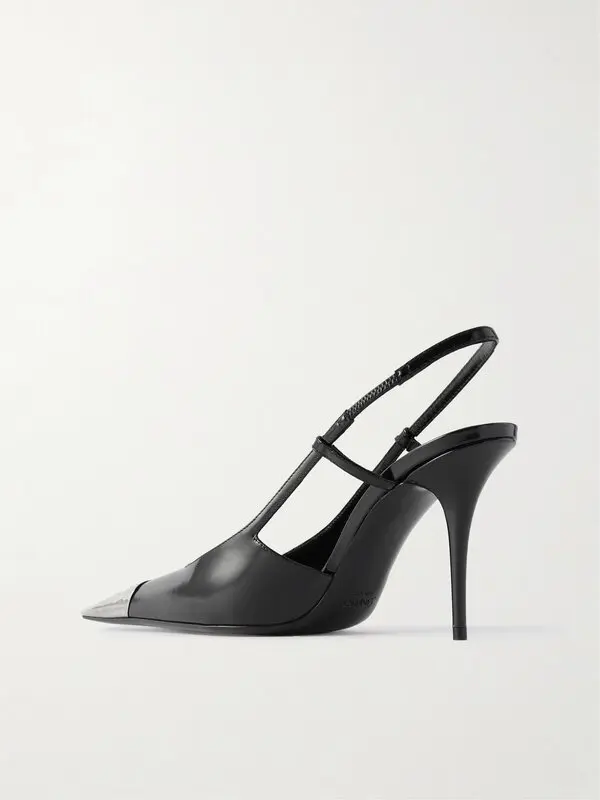 Saint Laurent Jeanne Embellished Slingback Pumps - Black