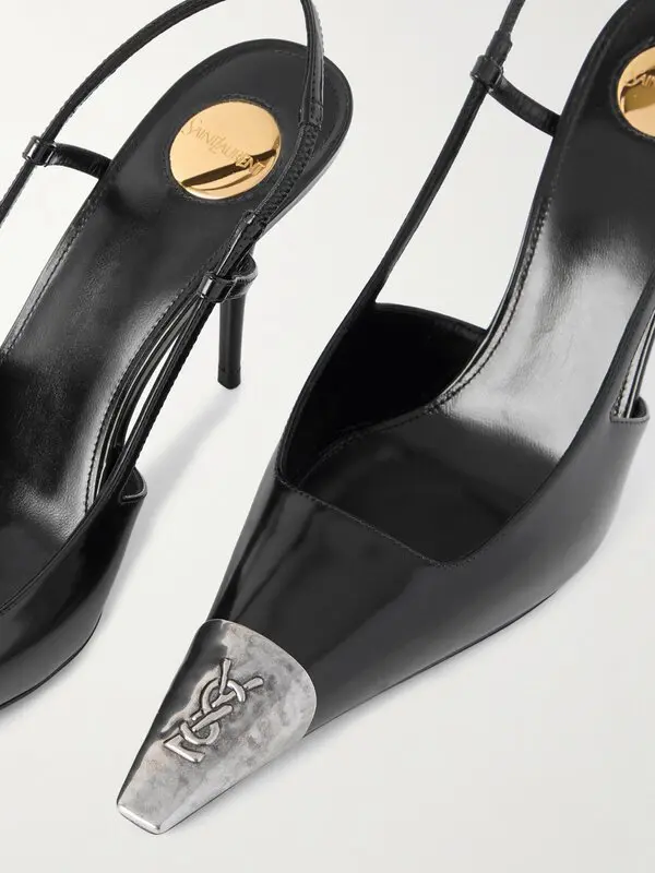 Saint Laurent Jeanne Embellished Slingback Pumps - Black