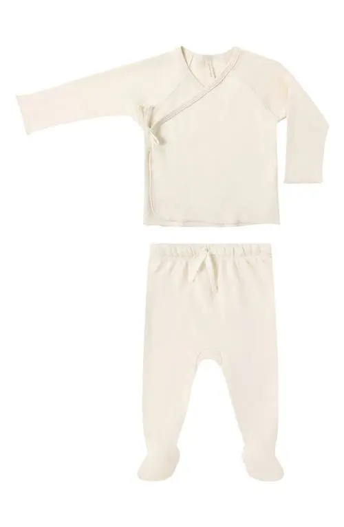 QUINCY MAE Wrap Top And Footed Pants Set - Natural