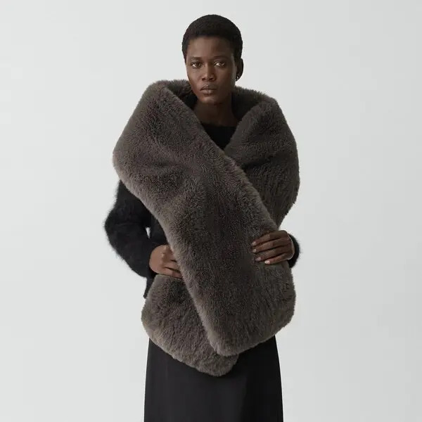 Theory Stole In Faux Fur - Grey