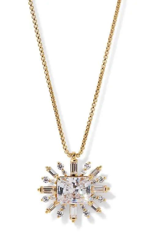Nadri Stellar Full Halo Cubic Zirconia Pendant Necklace - Gold/clear