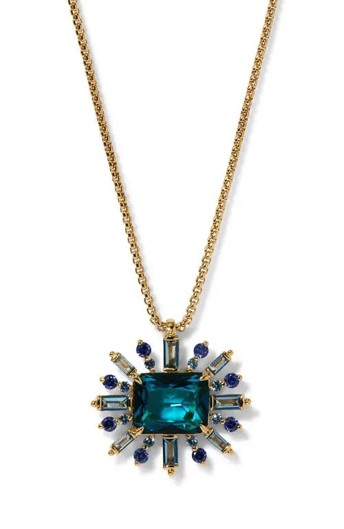 Nadri Stellar Full Halo Cubic Zirconia Pendant Necklace - Gold/multi