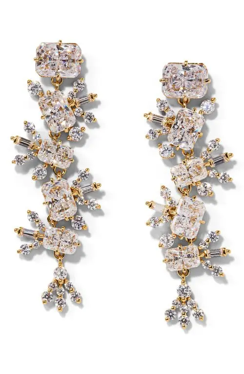 Nadri Stellar Cascade Linear Drop Earrings - Gold/clear
