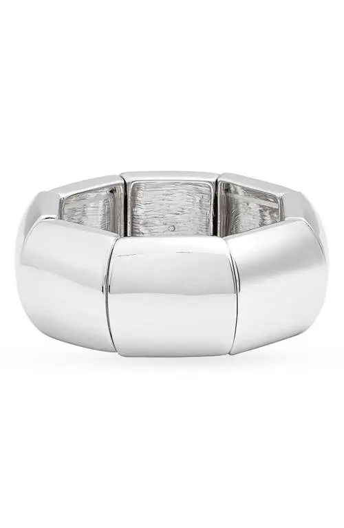 OPEN EDIT Polished Square Stretch Bracelet - Silver