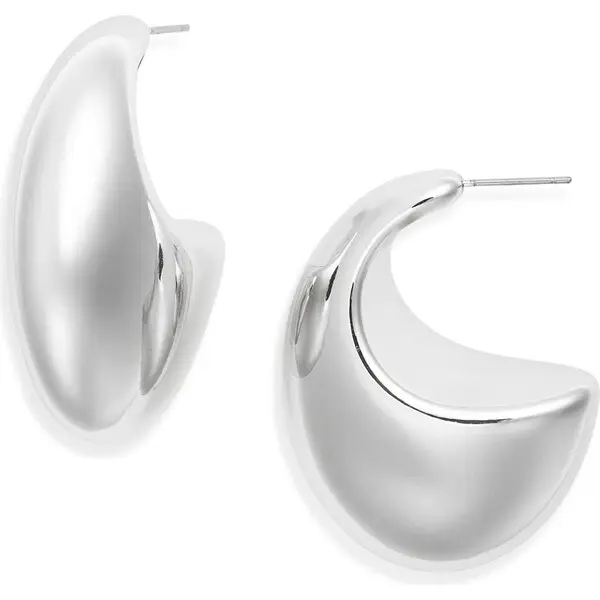 OPEN EDIT Polished Crescent Hoop Earrings - Silver