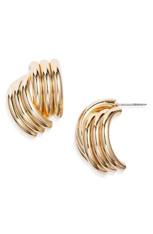 OPEN EDIT Ribbed Metal Earrings - Gold