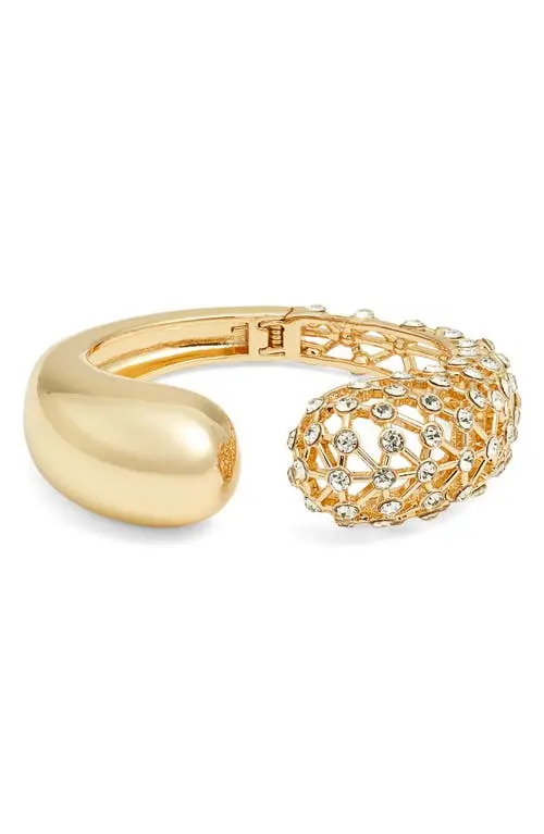 OPEN EDIT Hinge Stone Cage Bracelet - Clear- Gold