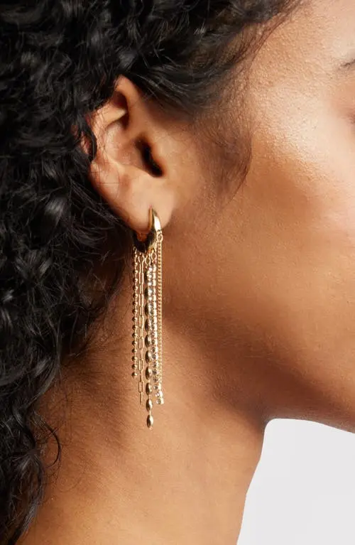 OPEN EDIT Mixed Chain Fringe Huggie Hoop Earrings - Clear- Gold