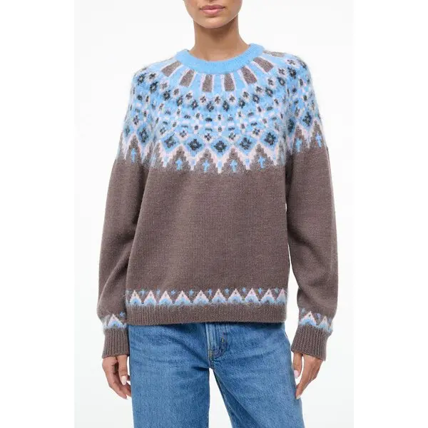 Staud Zane Fair Isle Wool Blend Sweater