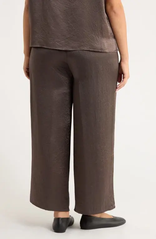 Eileen Fisher Crinkle Satin Wide-leg Ankle Pants - Rye