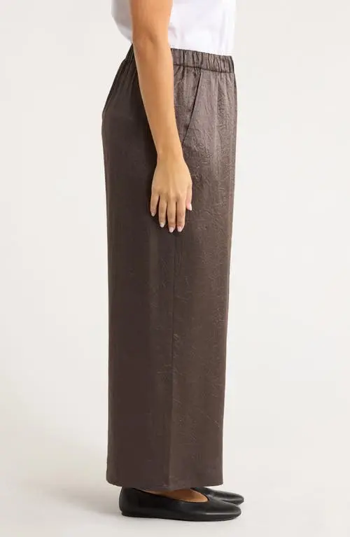 Eileen Fisher Crinkle Satin Wide-leg Ankle Pants - Rye