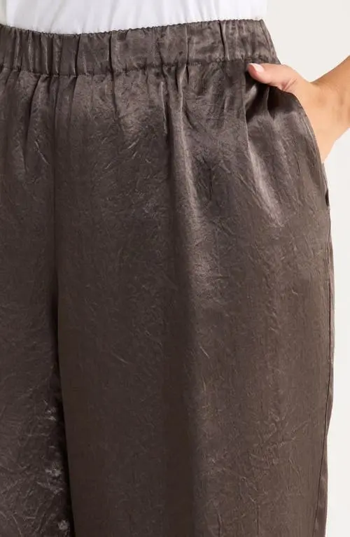 Eileen Fisher Crinkle Satin Wide-leg Ankle Pants - Rye