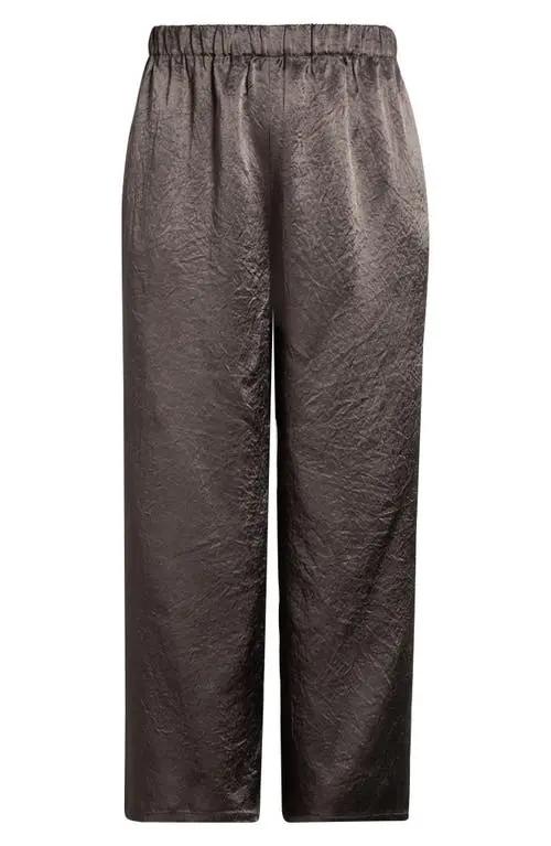 Eileen Fisher Crinkle Satin Wide-leg Ankle Pants - Rye