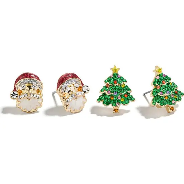 Baublebar Assorted 2-pack Spruced Up Santa Stud Earrings - Gold Multi