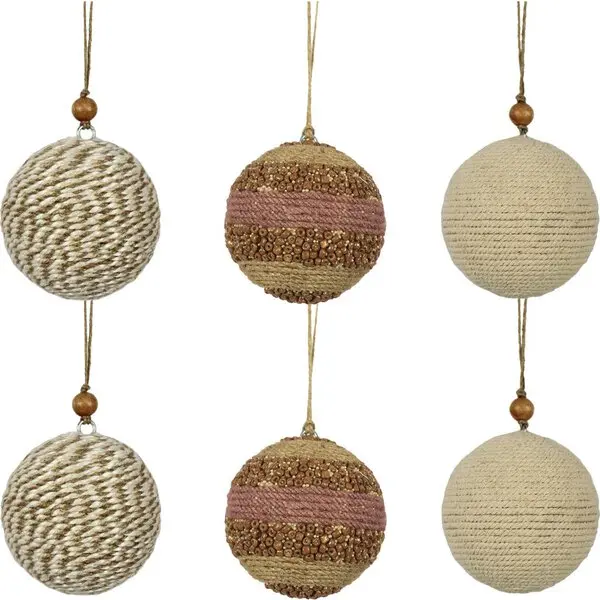 CG HUNTER Natural Jute Wrapped Christmas Ornaments - Earth Tones