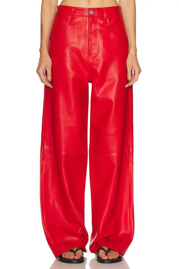 RÓHE Baggy Leather Pant - Rosso