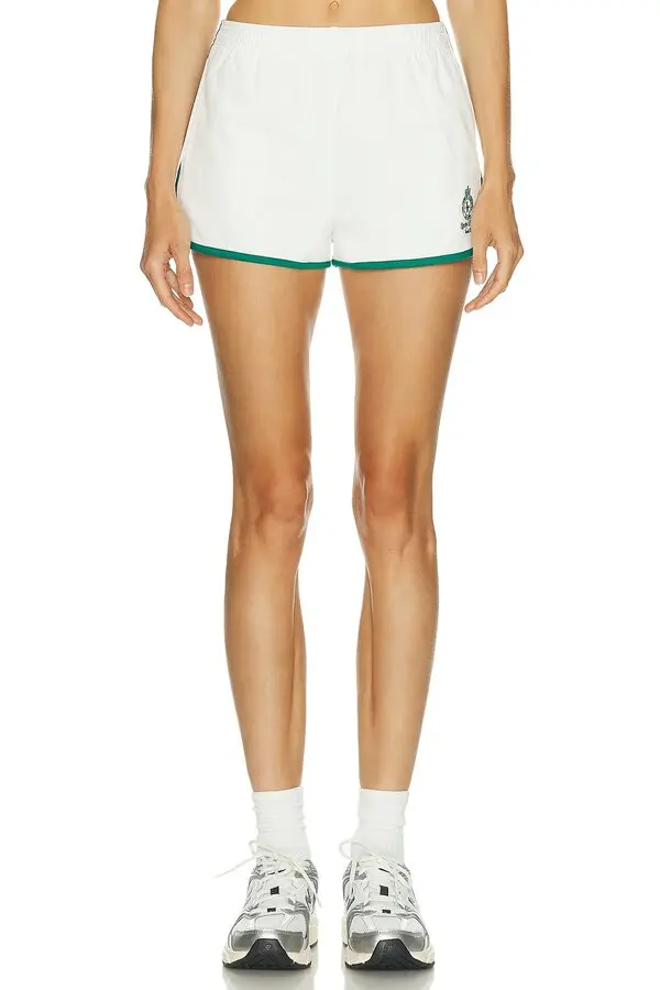 SPORTY & RICH Crown Tennis Pique Short - White & Alpine