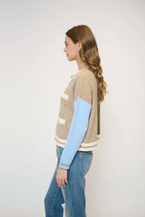 Central Park West Wyatt Robbie Blocked Cardigan