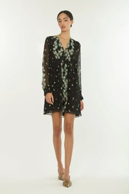 SECRET PON-PON Emerson Floral-print Silk Chiffon Mini Dress