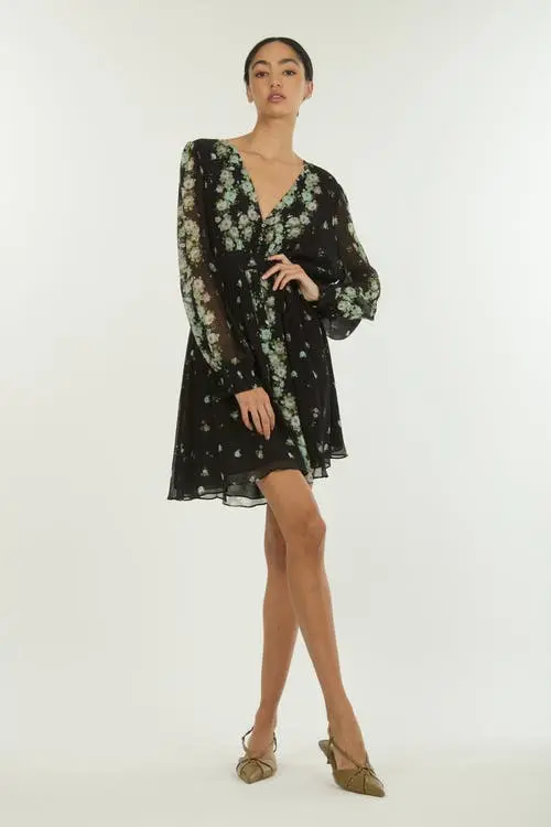 SECRET PON-PON Emerson Floral-print Silk Chiffon Mini Dress