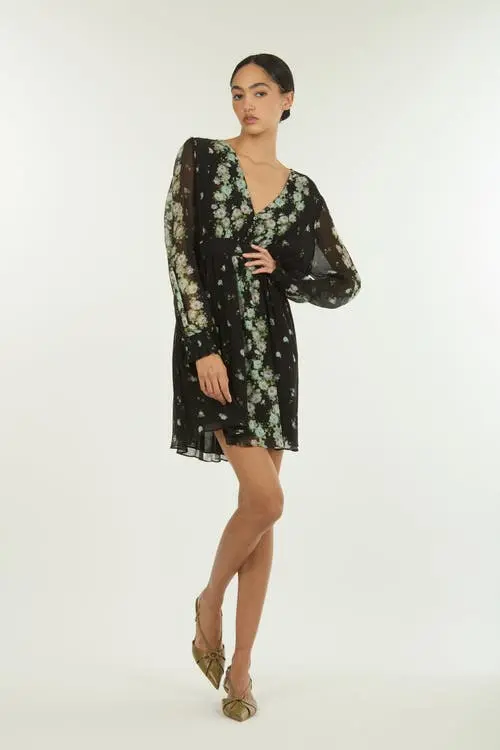 SECRET PON-PON Emerson Floral-print Silk Chiffon Mini Dress