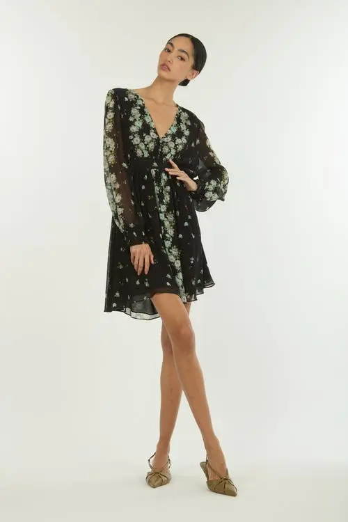 SECRET PON-PON Emerson Floral-print Silk Chiffon Mini Dress