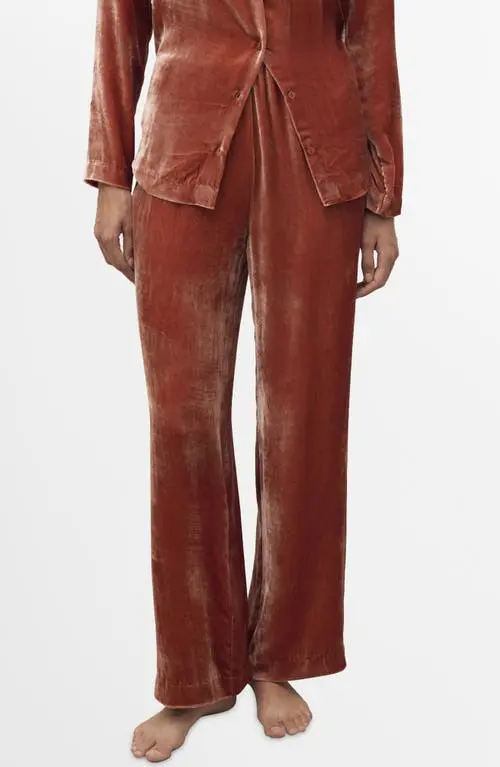 Mango Velvet Lounge Pants - Burnt Orange