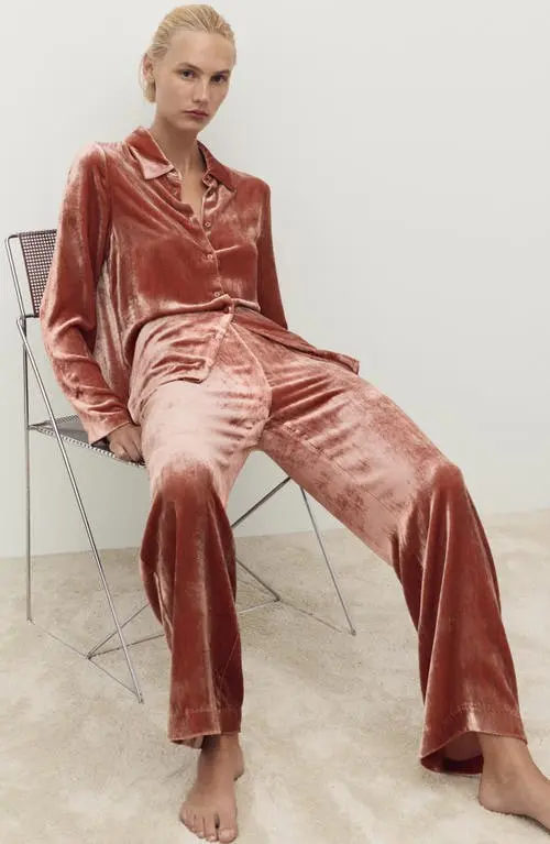 Mango Velvet Lounge Pants - Burnt Orange