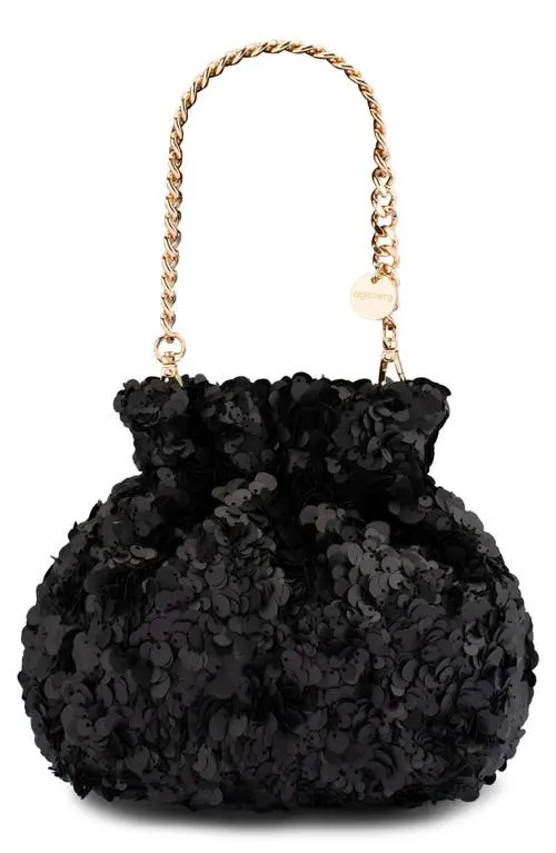 OLGA BERG Mattie Sequin Top Handle Bag - Black