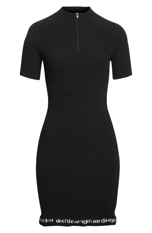 Alexander Wang Logo Hem Rib Dress In Black | Editorialist