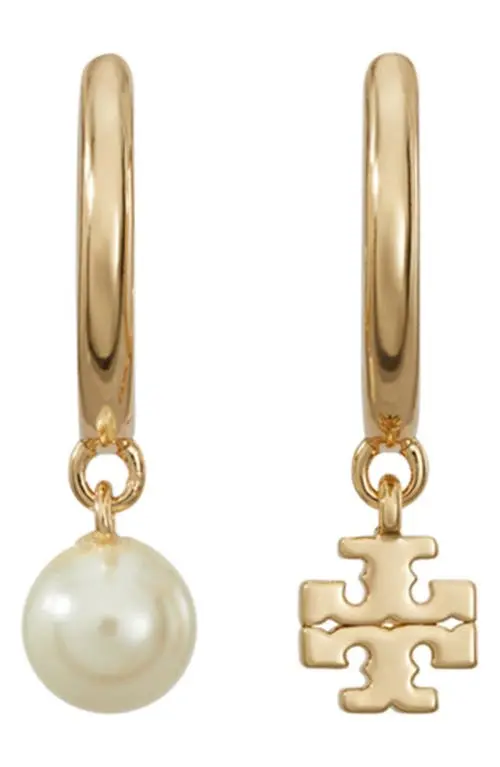 Tory Burch Mismatched Moondance Huggie Earrings - Tory Gold/pearl/crystal