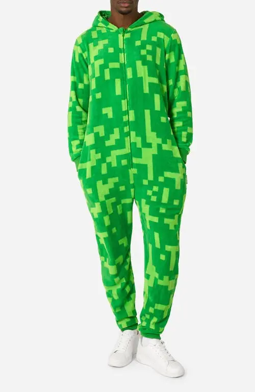 Opposuits Creeper Minecraft™ Hooded Fleece Jumpsuit - Green